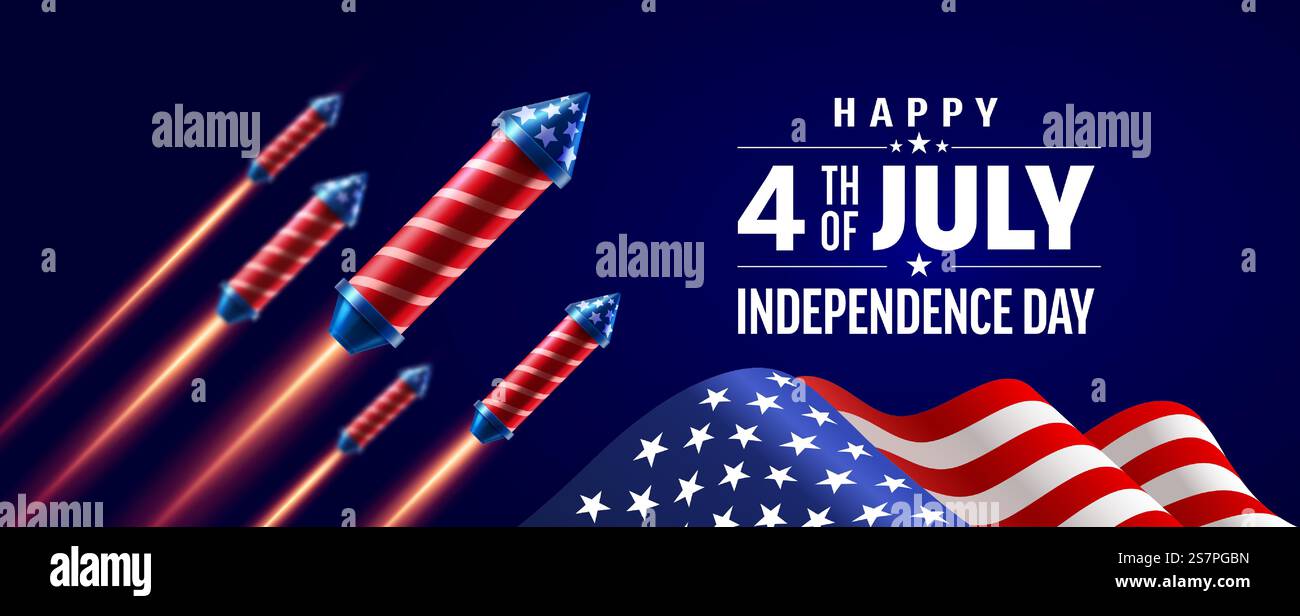 4th of July poster template. USA independence day celebration with ...