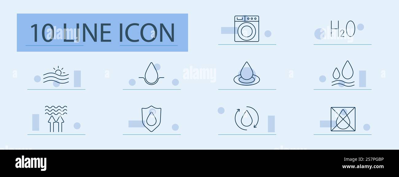 Water and utility set icon. Washing machine, water drop, evaporation ...