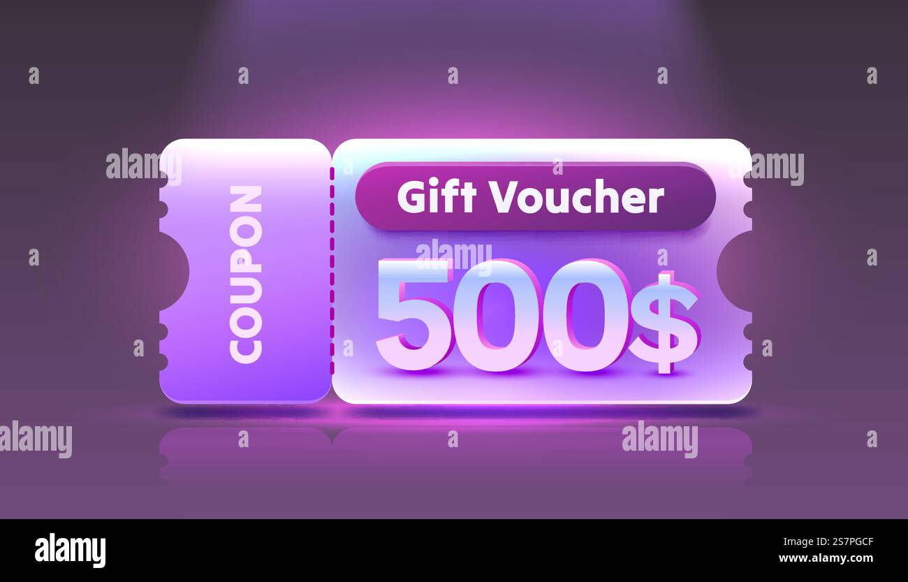 Coupon special voucher 500 dollar, Check banner special offer. Vector ...