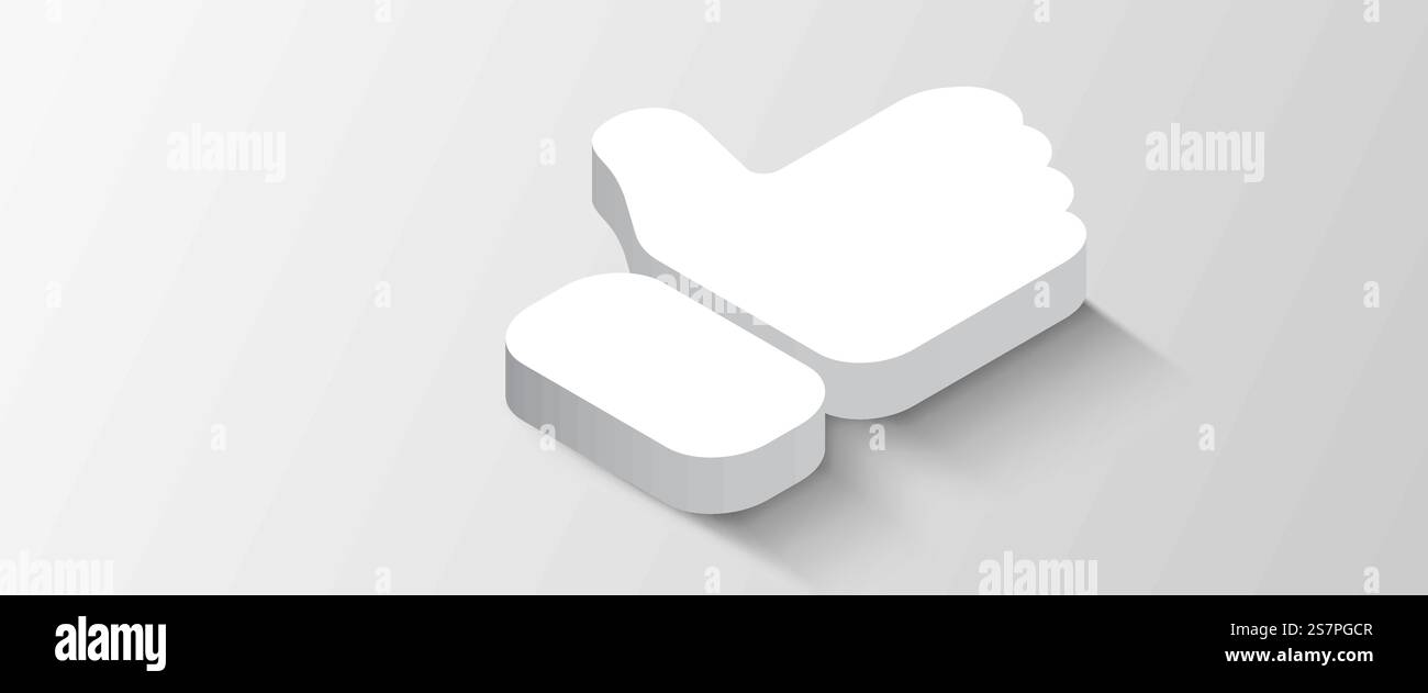 3d white minimalist like symbol. Thumb up. Vector illustration. 3d ...