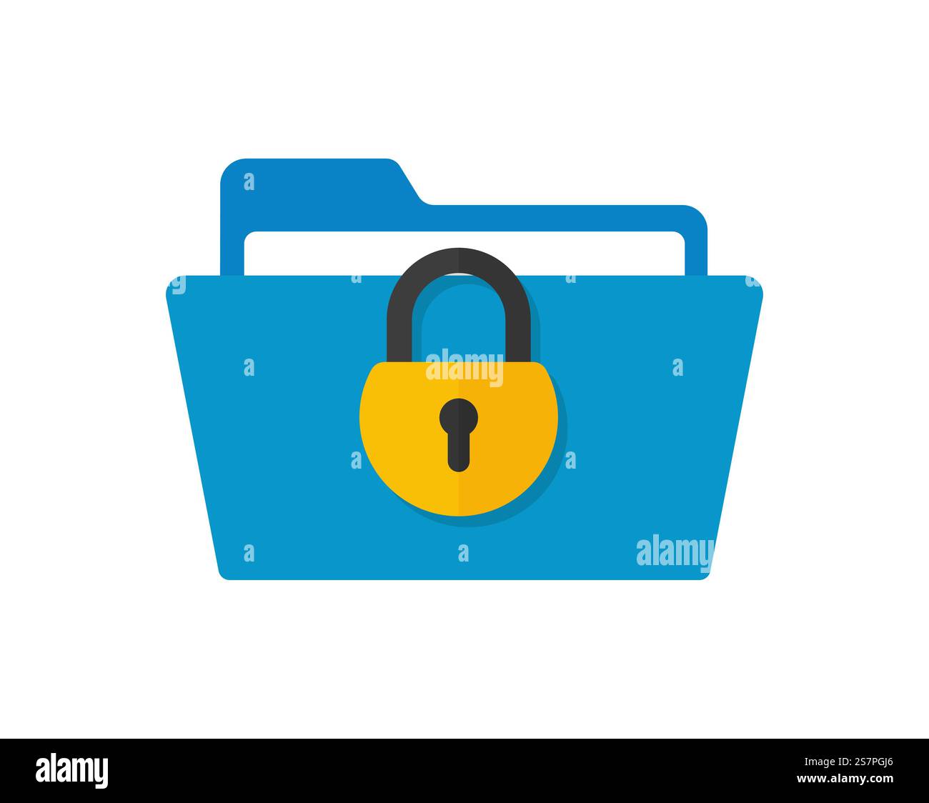 Secure Files Folder With Paper Documents Privacy Protection Locked Vector Icon Stock Vector