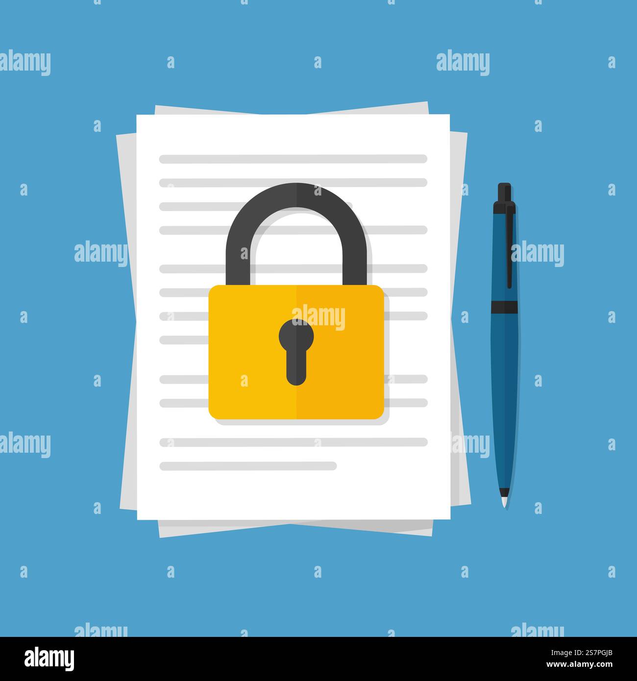 Documents under lock and key. Files with padlock protection Stock ...