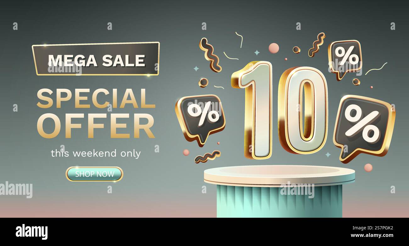 Save offer, 10 off sale banner. Sign board promotion. Vector. Save ...