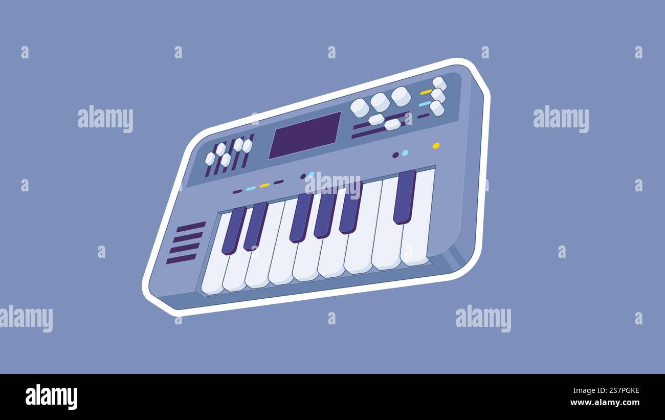 Electronic keyboard. Musical instruments. electric piano. Cute flat ...