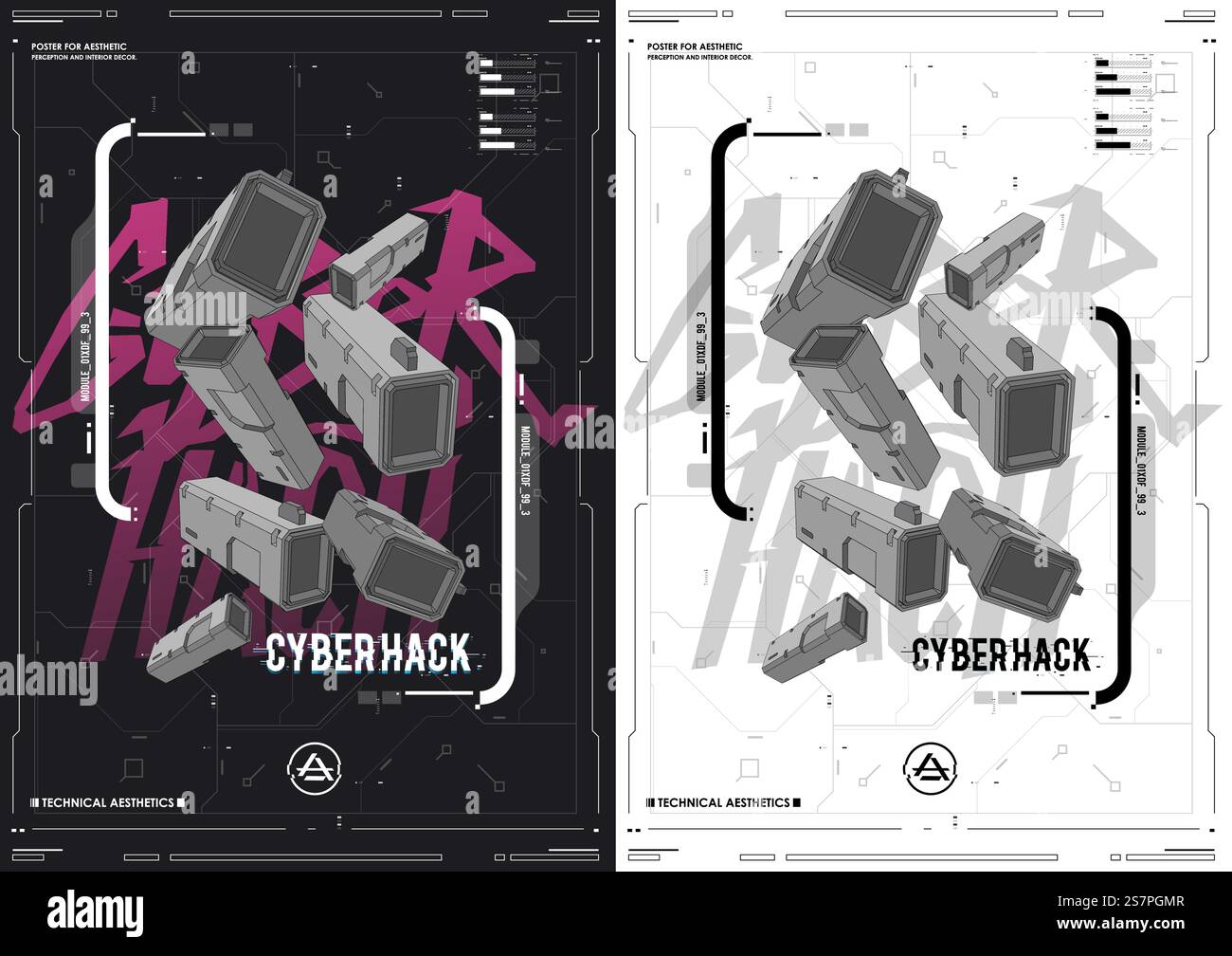Tech Abstract poster template with HUD elements. cyber culture, Modern ...