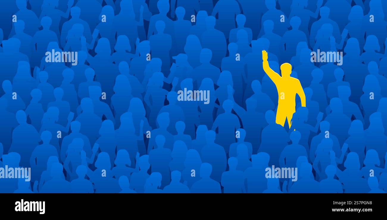 Unique person in a crowd. HR and recruitment concept. Vector ...