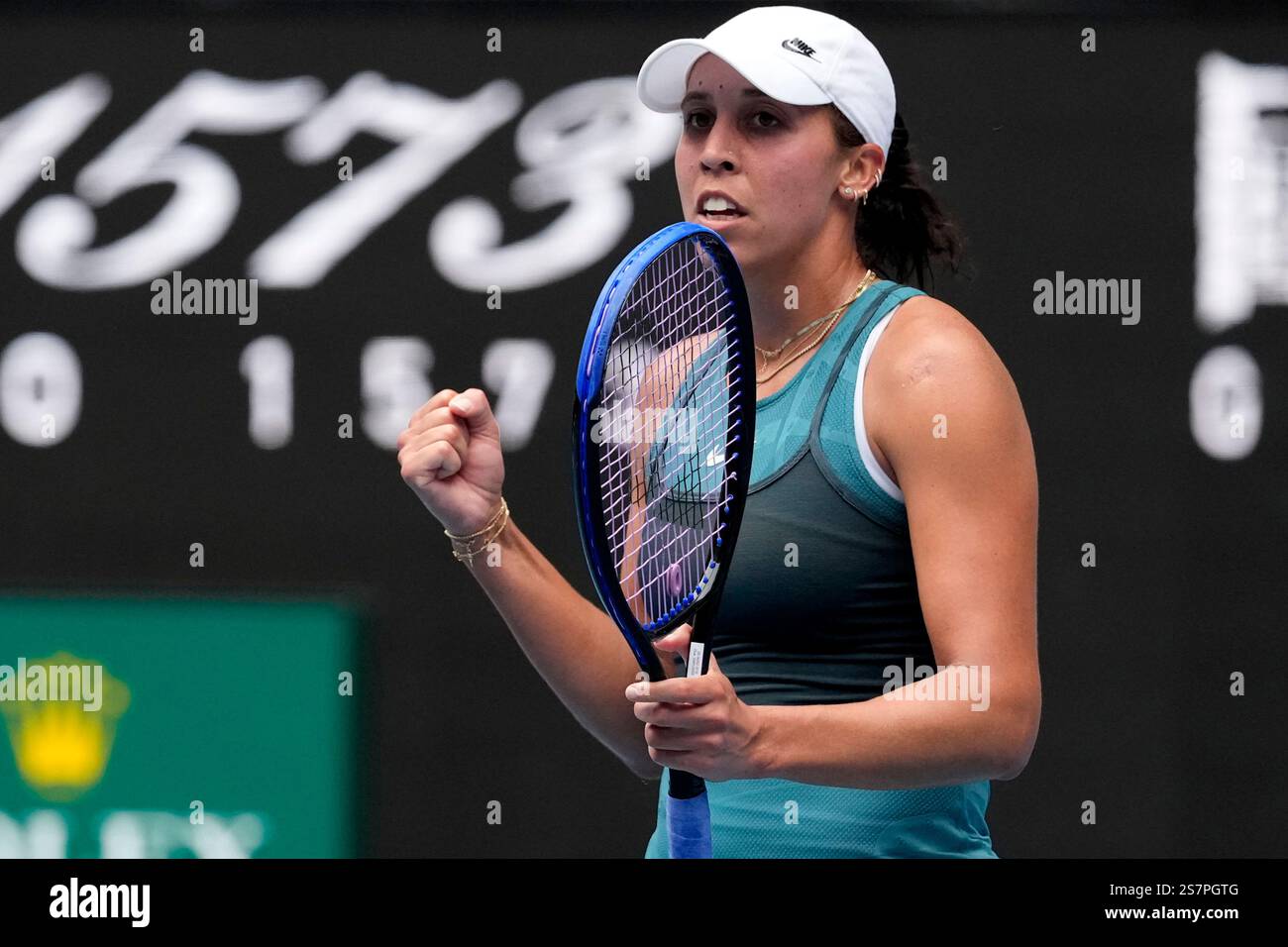 Madison Keys of the U.S. celebrates after defeating Elena Rybakina of ...