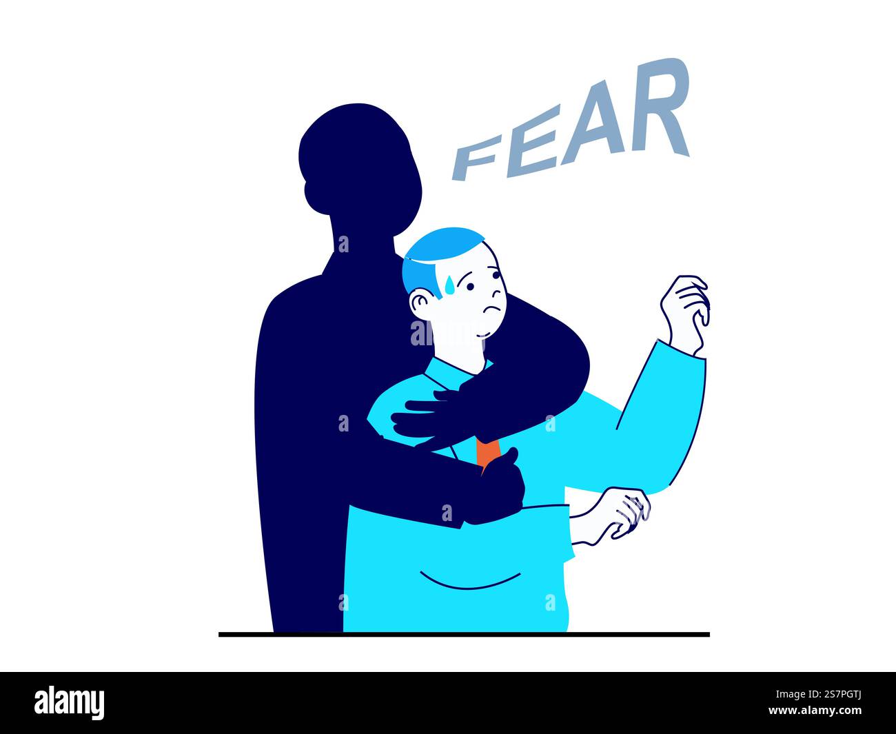 Mental health concept with character situation. Silhouette of human ...