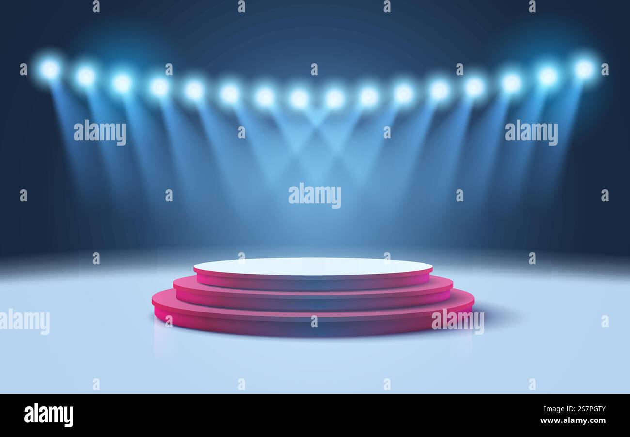 Red carpet podium room, show platform scene, studio presentation ...