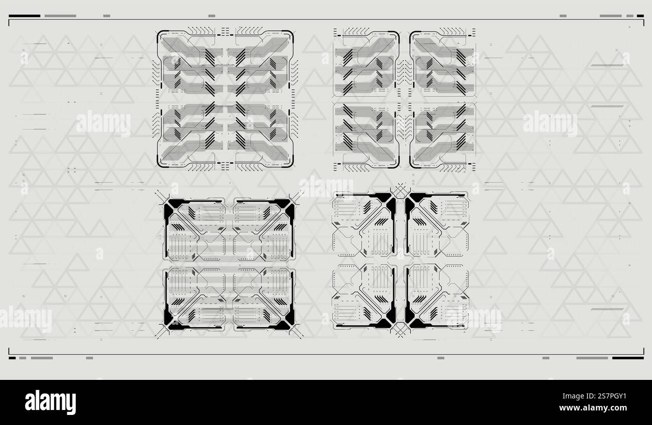 User Interface Square Frames Blocks Set. HUD concept. Sci fi technology ...