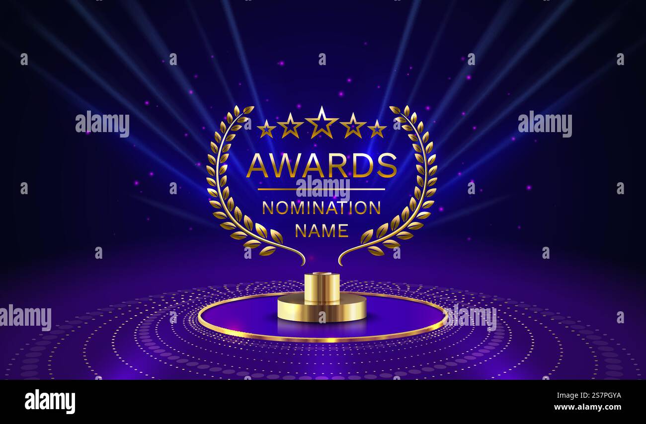 Awards nomination name podium, golden prize event, scene star ceremony ...
