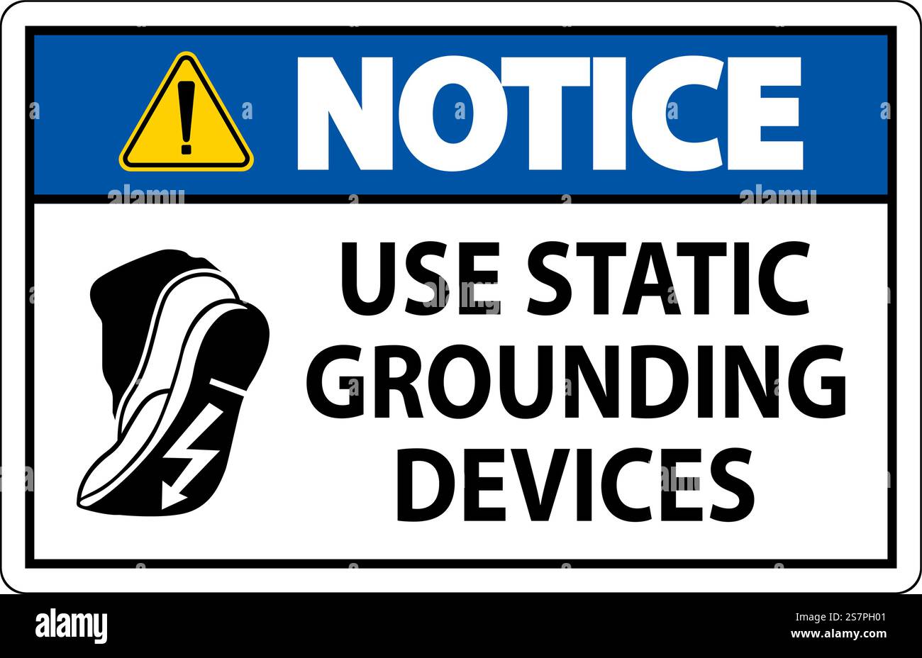 Notice Sign Use Static Grounding Devices Stock Vector Image & Art - Alamy