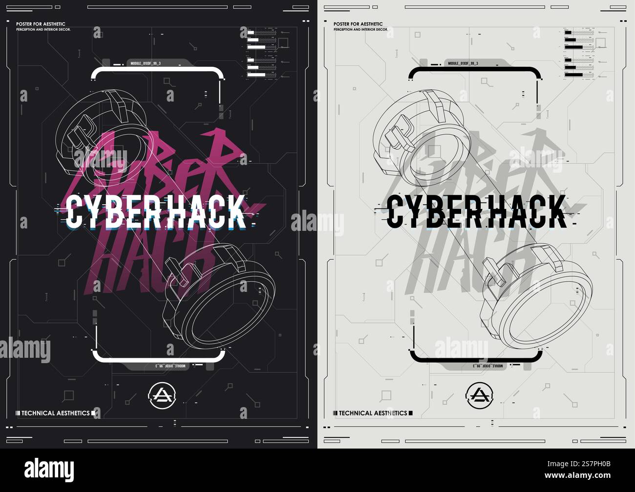 Tech Abstract poster template with HUD elements. cyber culture, Modern ...