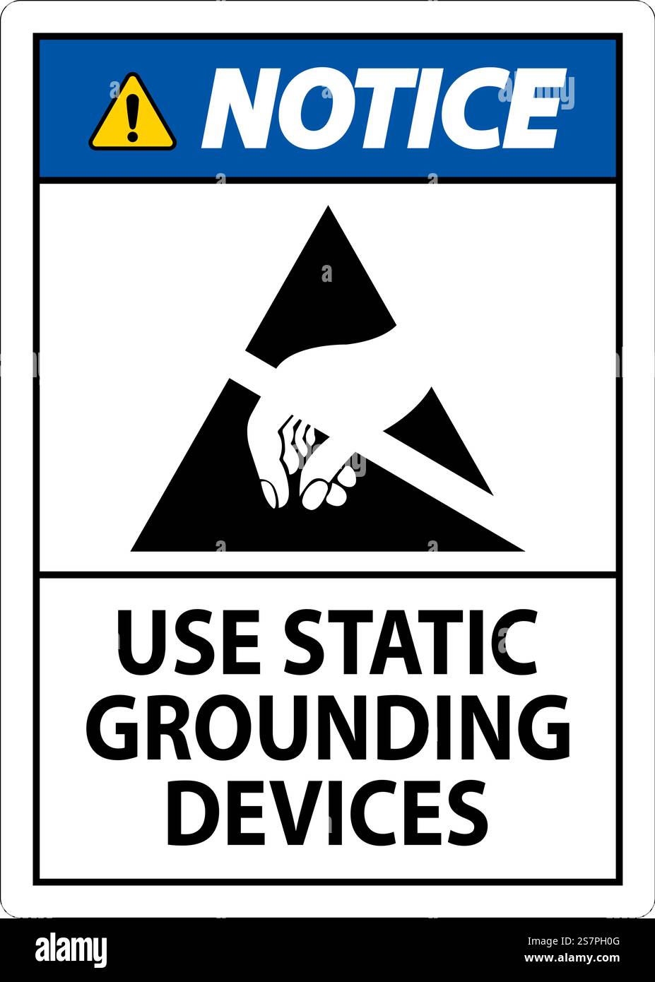 Notice Sign Use Static Grounding Devices Stock Vector Image & Art - Alamy