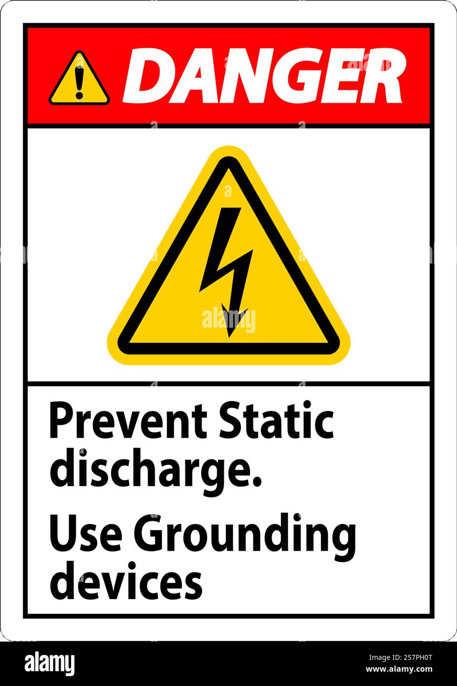 Danger Sign Prevent Static Discharge, Use Grounding Devices Stock ...