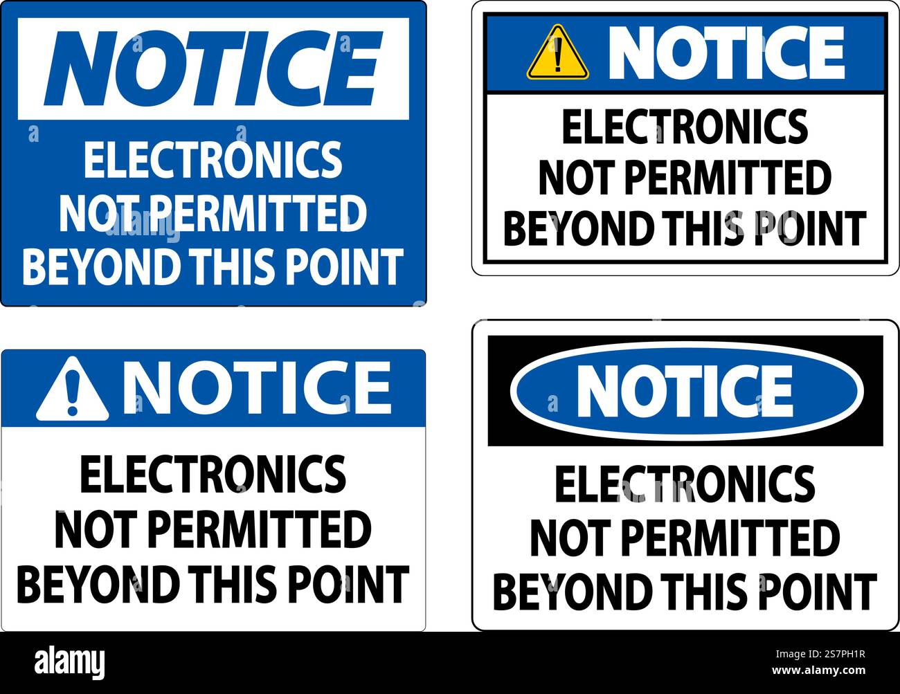Notice Sign Electronics Not Permitted Beyond This Point Stock Vector ...