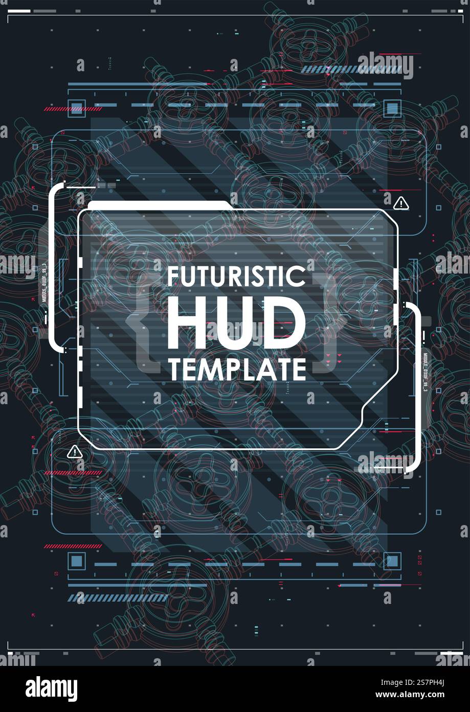 Tech Abstract poster template with HUD elements. cyber culture, Modern ...