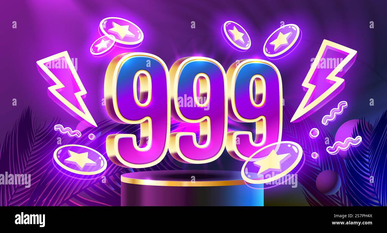 Free coins 999, promo flyer poster, banner game play. Vector. Free ...