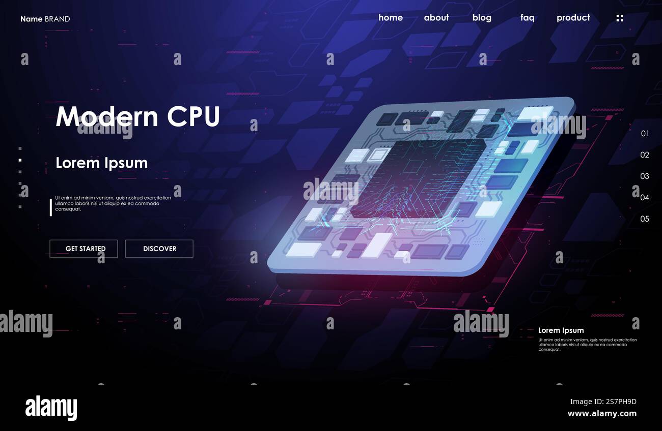 Tech Futuristic Template. Digital chip with HUD elements. Futuristic ...