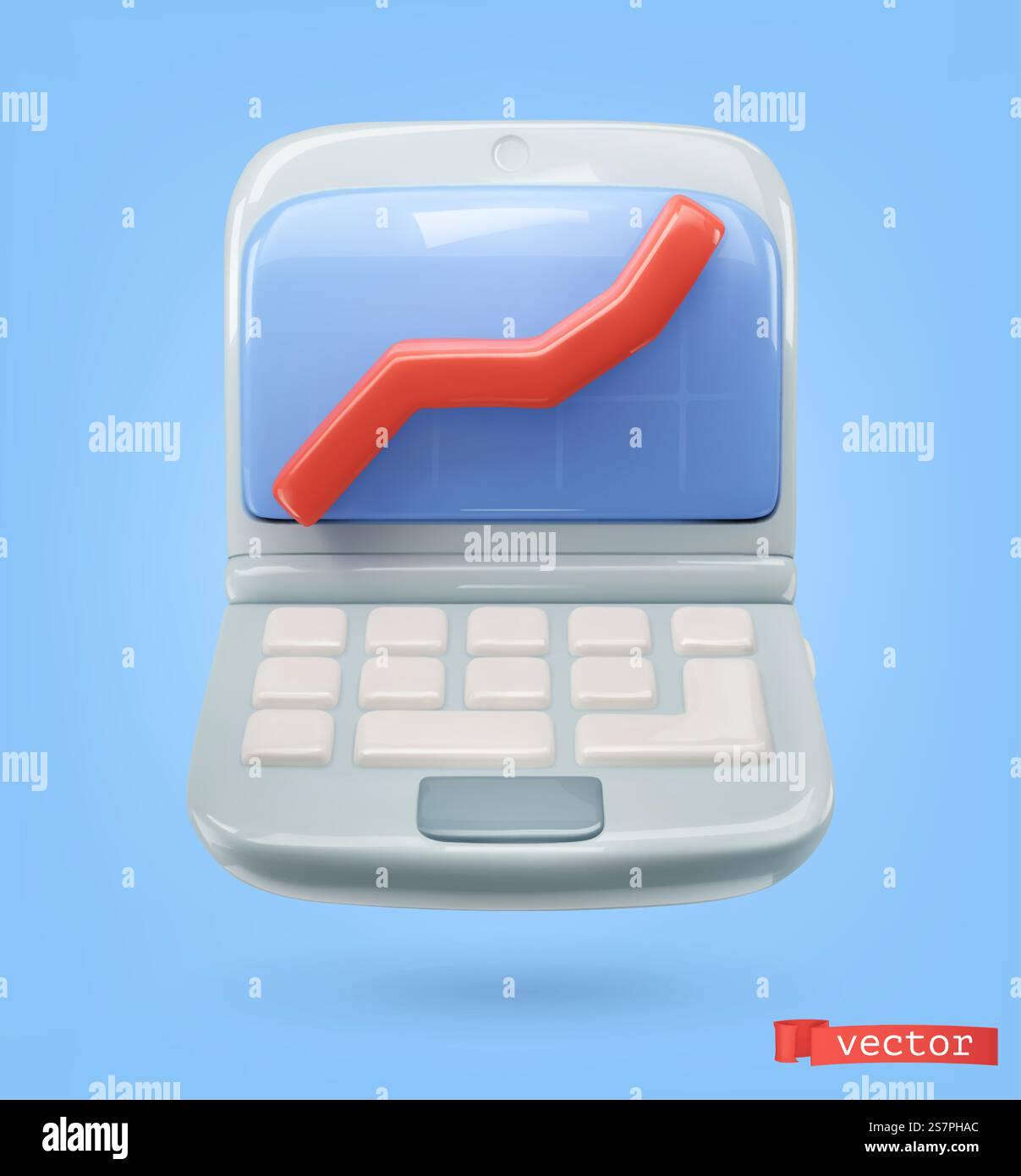 Business concept. Laptop and chart 3d vector icon Stock Vector Image ...