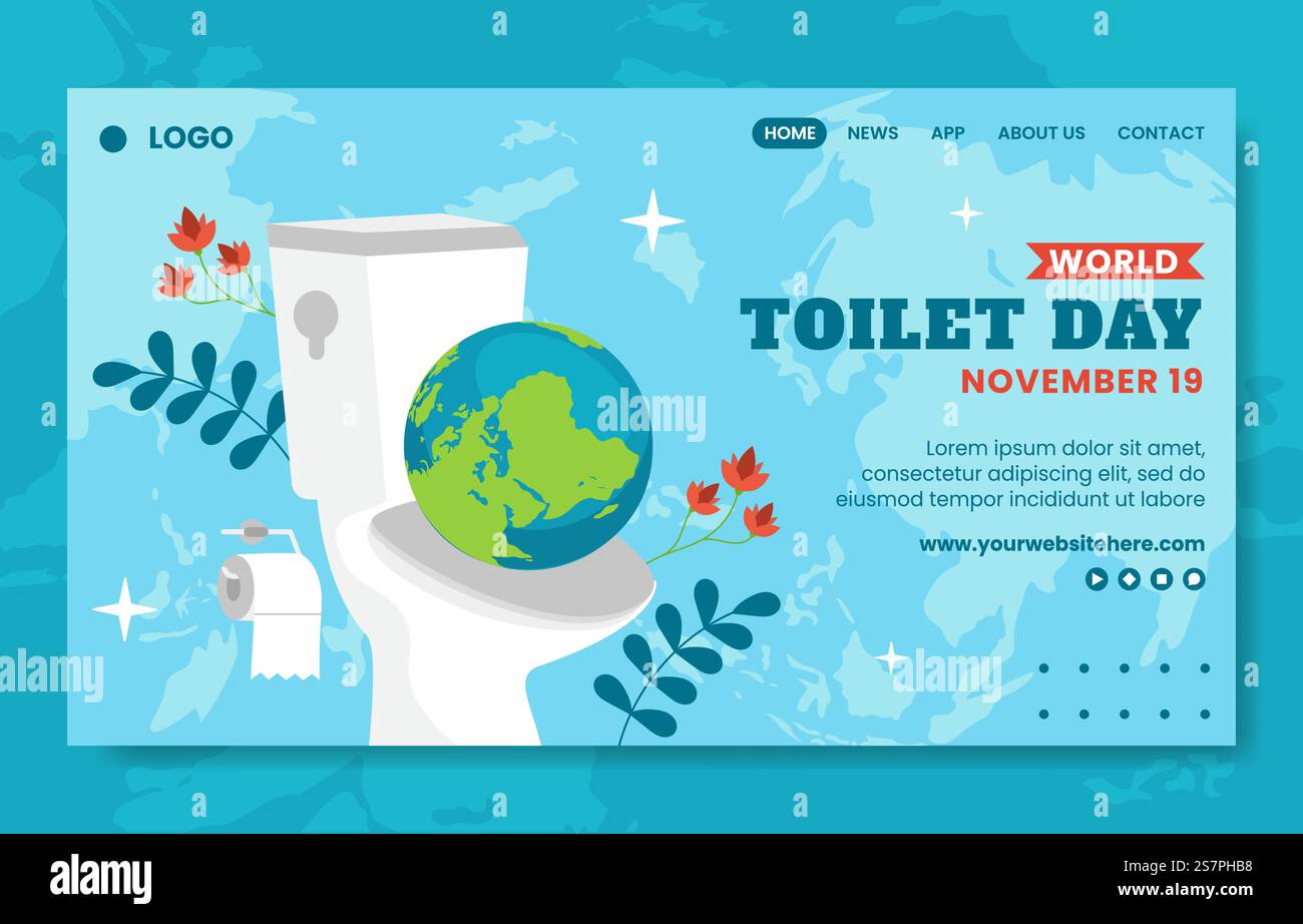 Toilet Day Social Media Landing Page Illustration Cartoon Templates ...