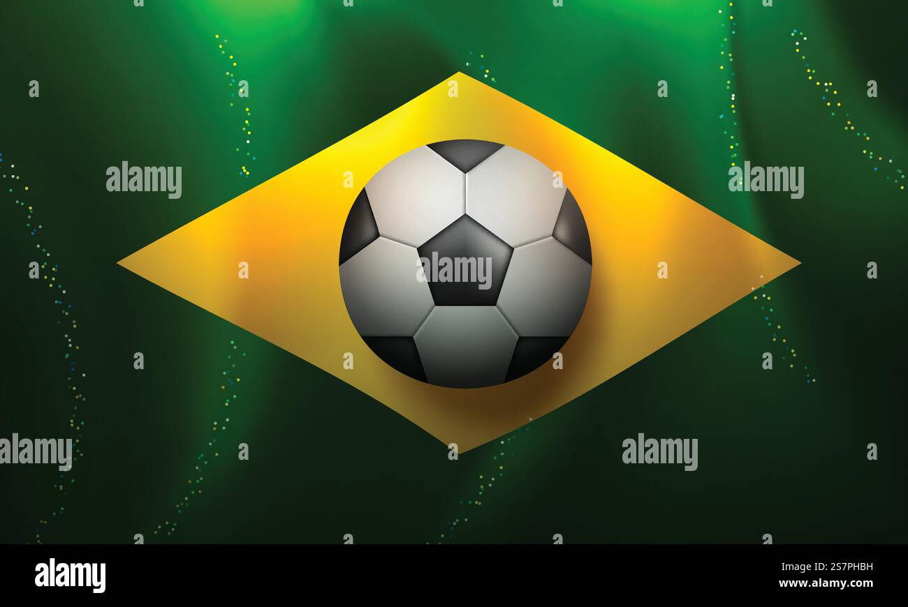 Soccer ball on the background of the flag of Brazil Stock Vector Image ...