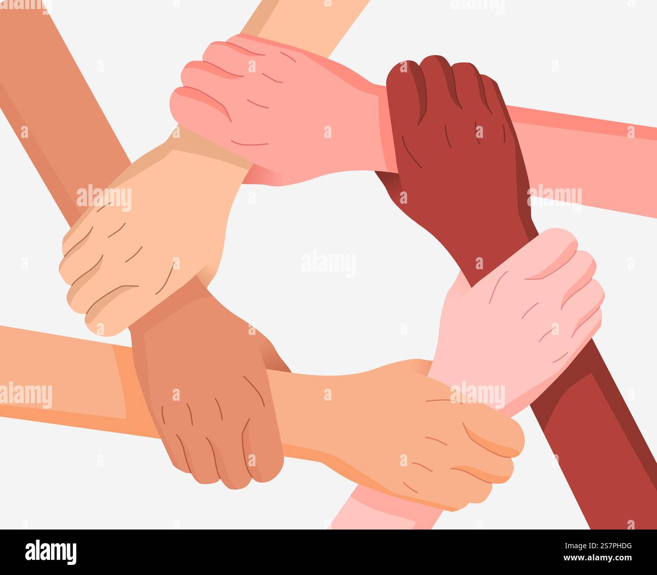Multiracial human hands make circle. Cultural equity, diversity ...