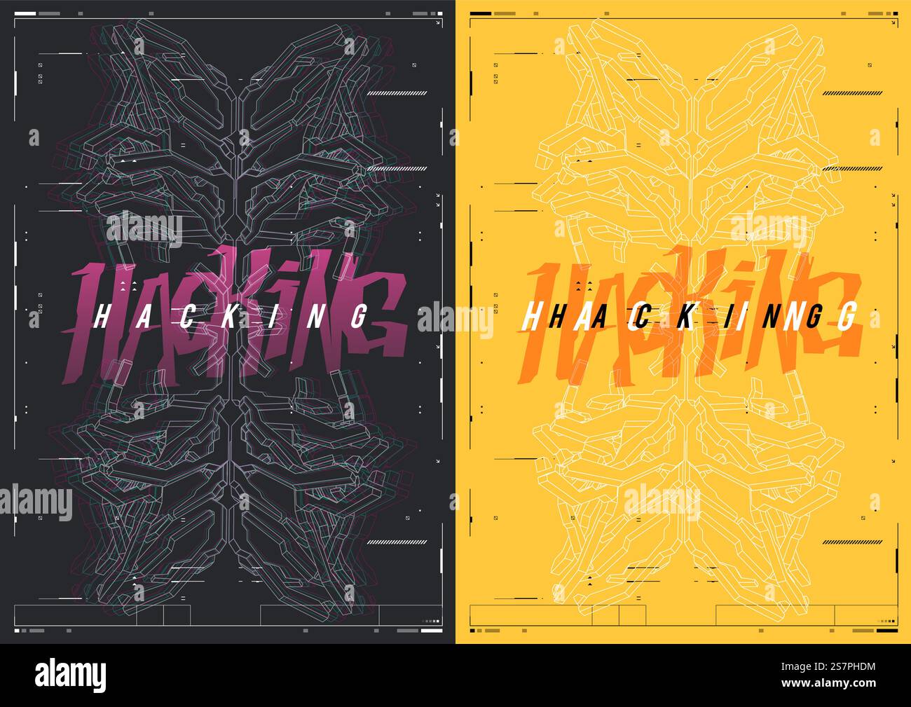 Cyberpunk futuristic poster. Tech Abstract poster template with HUD ...