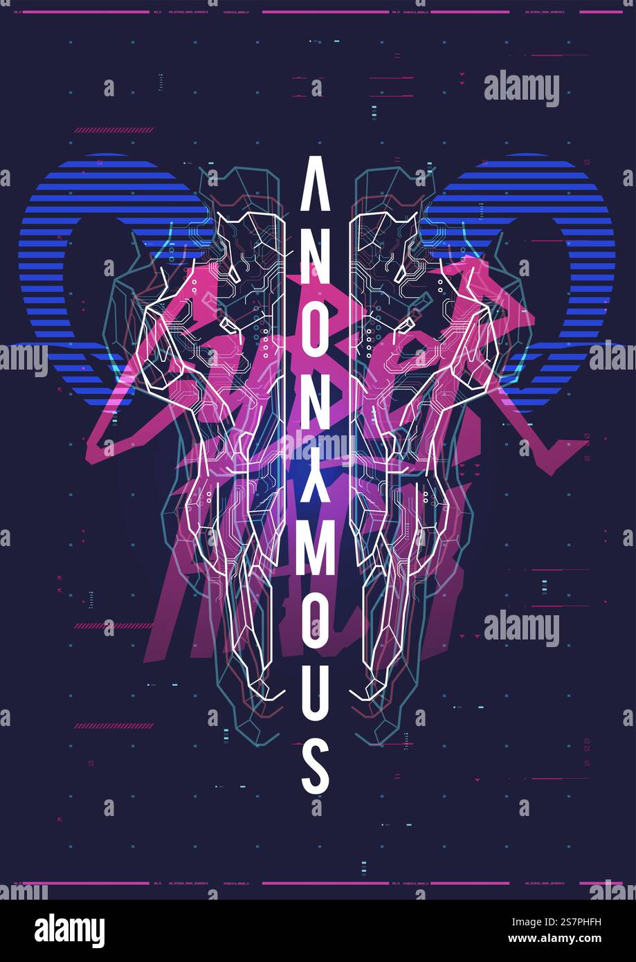 Tech Abstract poster template with HUD elements. cyber culture, Modern ...