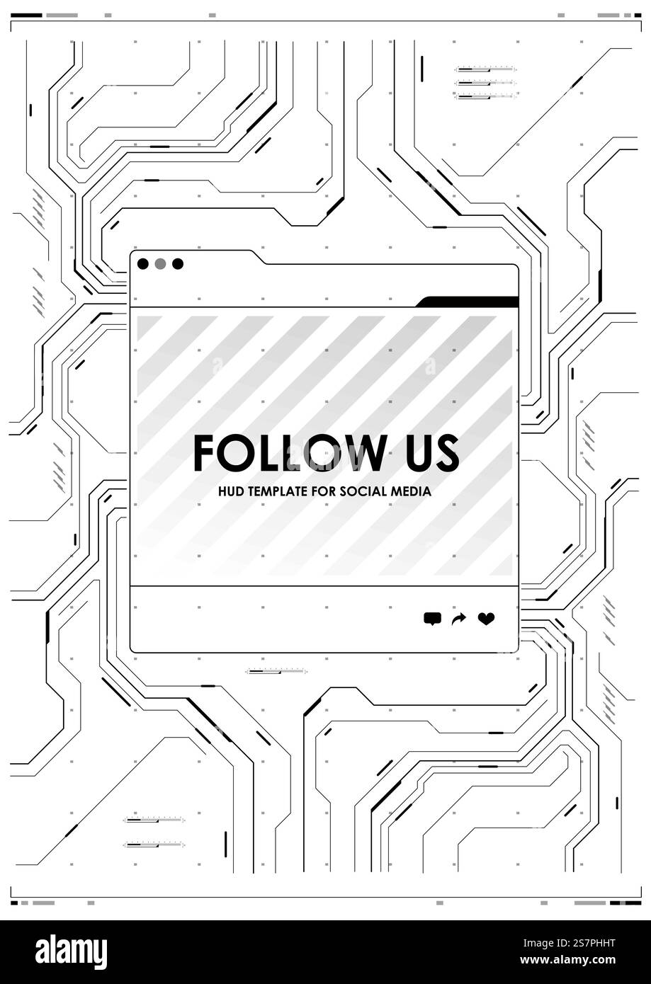 Follow us template with HUD futuristic background. Social media layout ...