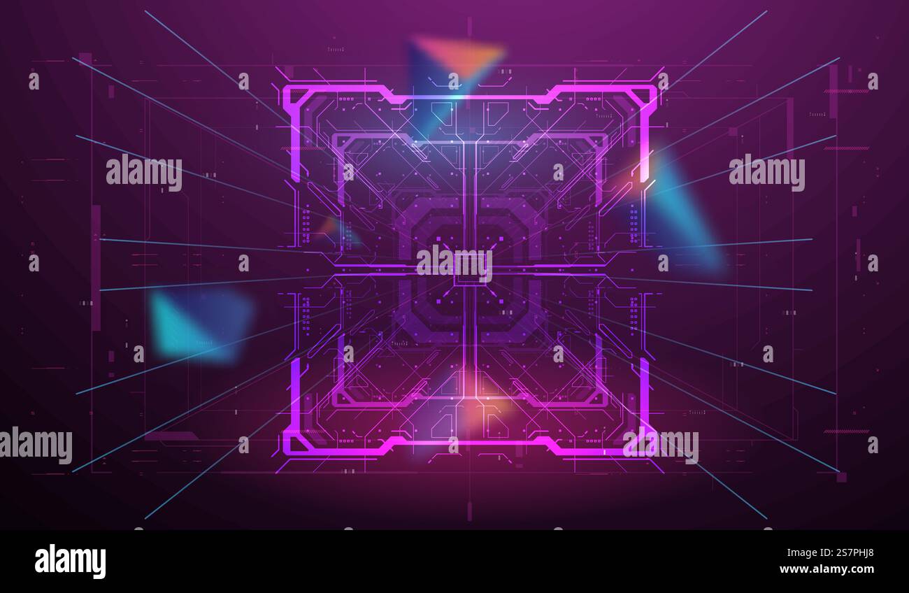 Virtual space background. Neon HUD concept. Abstract Layout digital ...