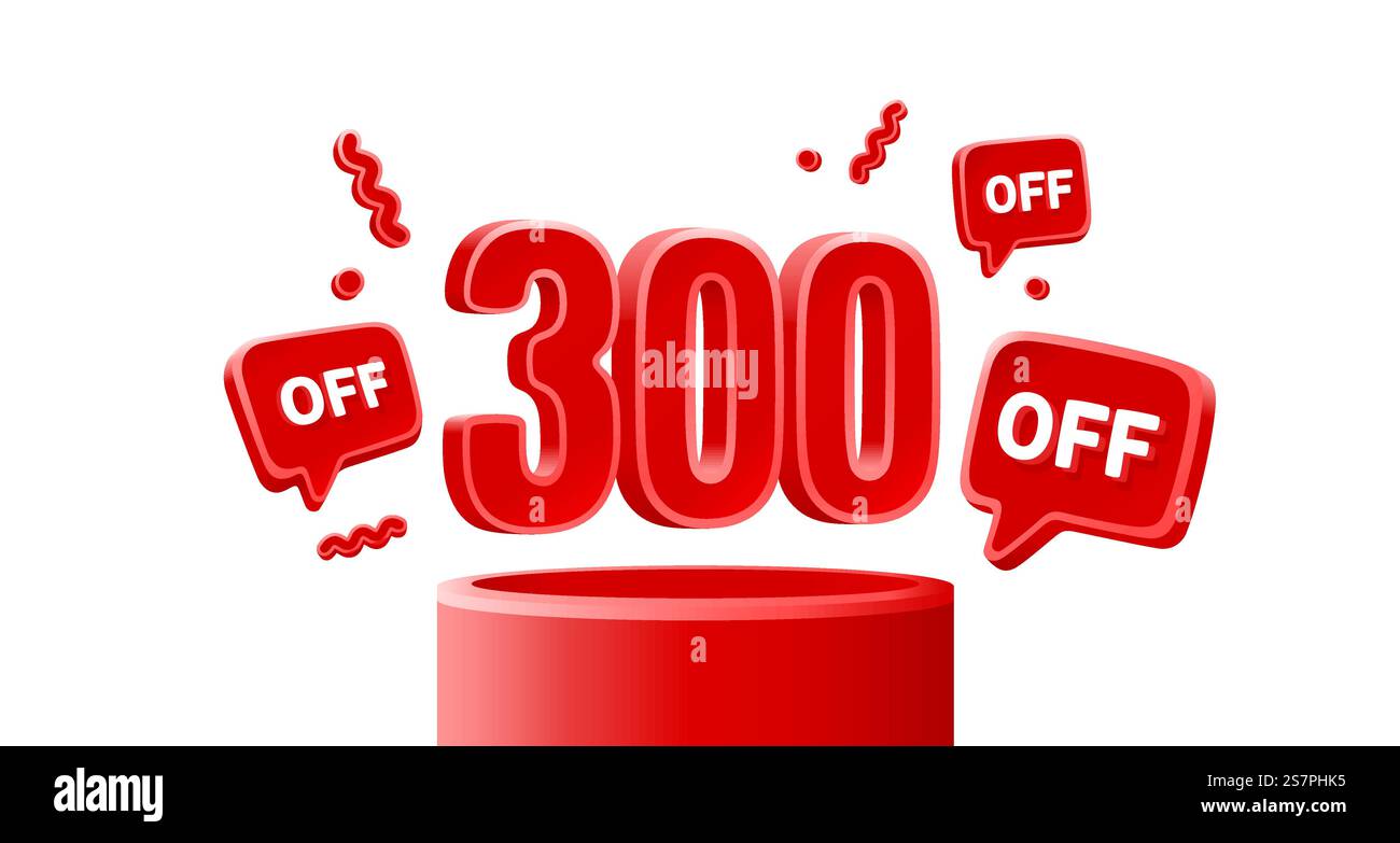 Mega sale special offer, 300 off sale banner. Sign board promotion ...