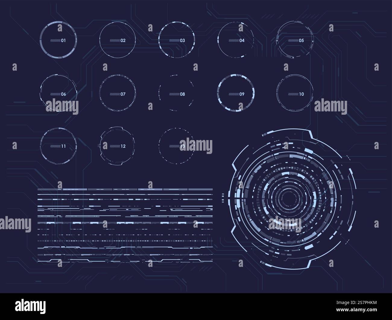 Sci-Fi Futuristic Vector HUD Interface Screen. HUD user interface. Techno target screen elements ...
