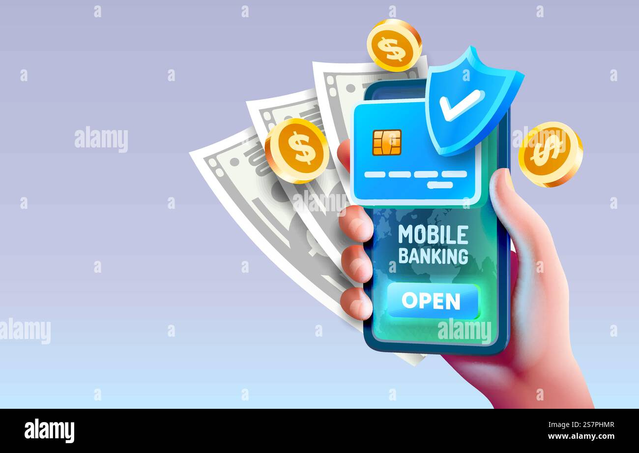 Mobile banking service, financial payment Smartphone mobile screen ...