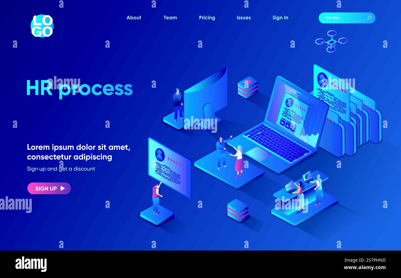 HR process concept 3d isometric web landing page. People search for ...