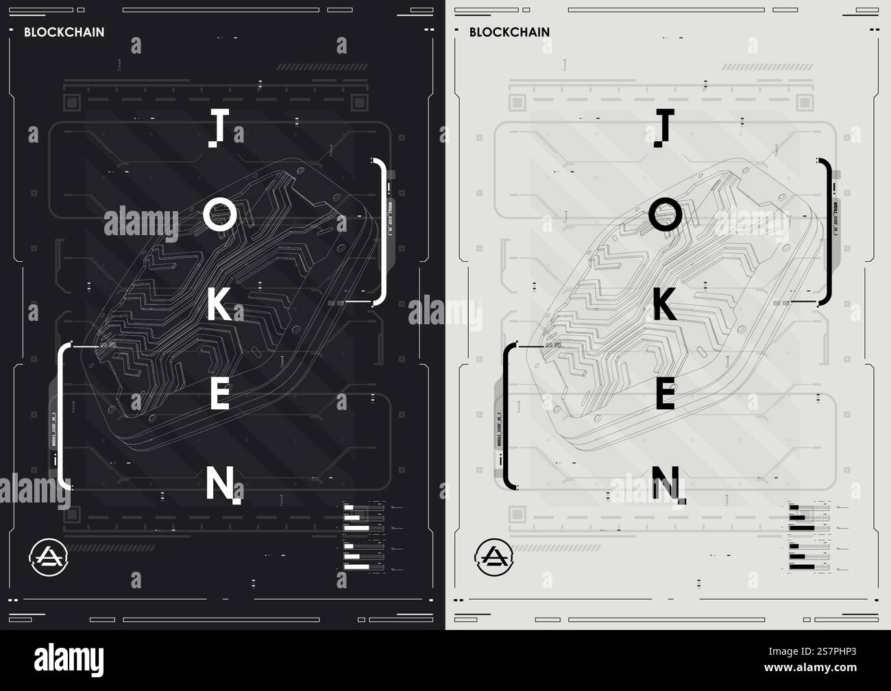 Tech Abstract poster template with HUD elements. cyber culture, Modern ...