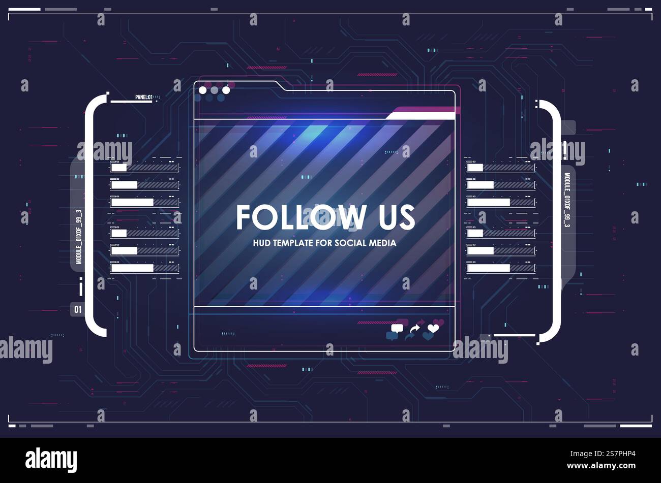 Follow us template with HUD futuristic background. Social media layout ...