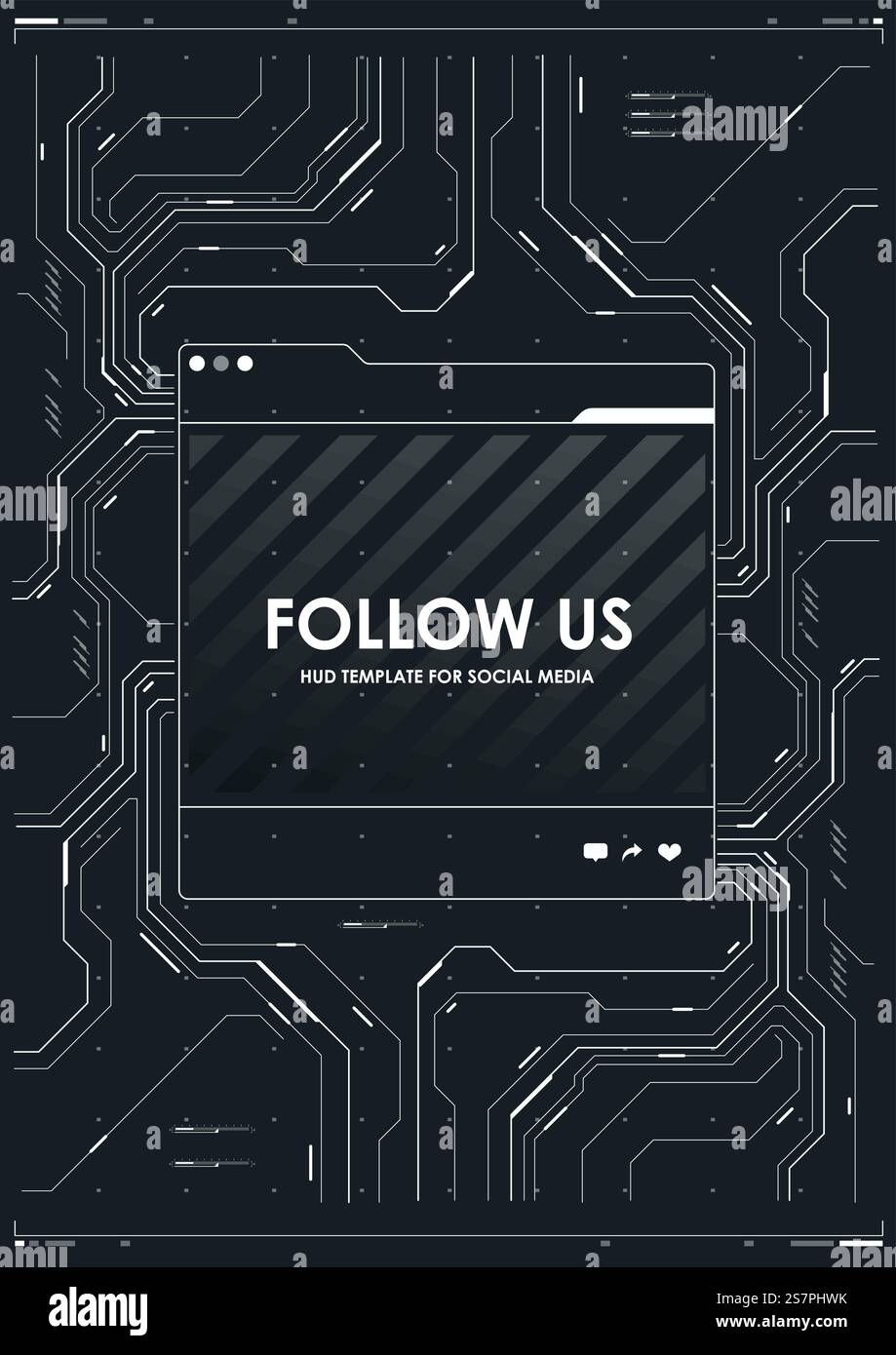 Follow us template with HUD futuristic background. Social media layout ...