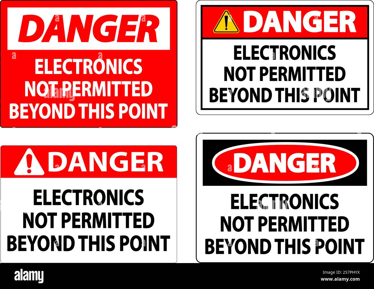 Danger Sign Electronics Not Permitted Beyond This Point Stock Vector ...