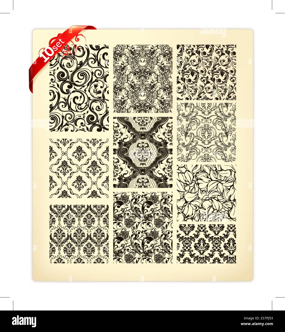 Set of ten patterns, black silhouettes part Stock Vector Image & Art ...