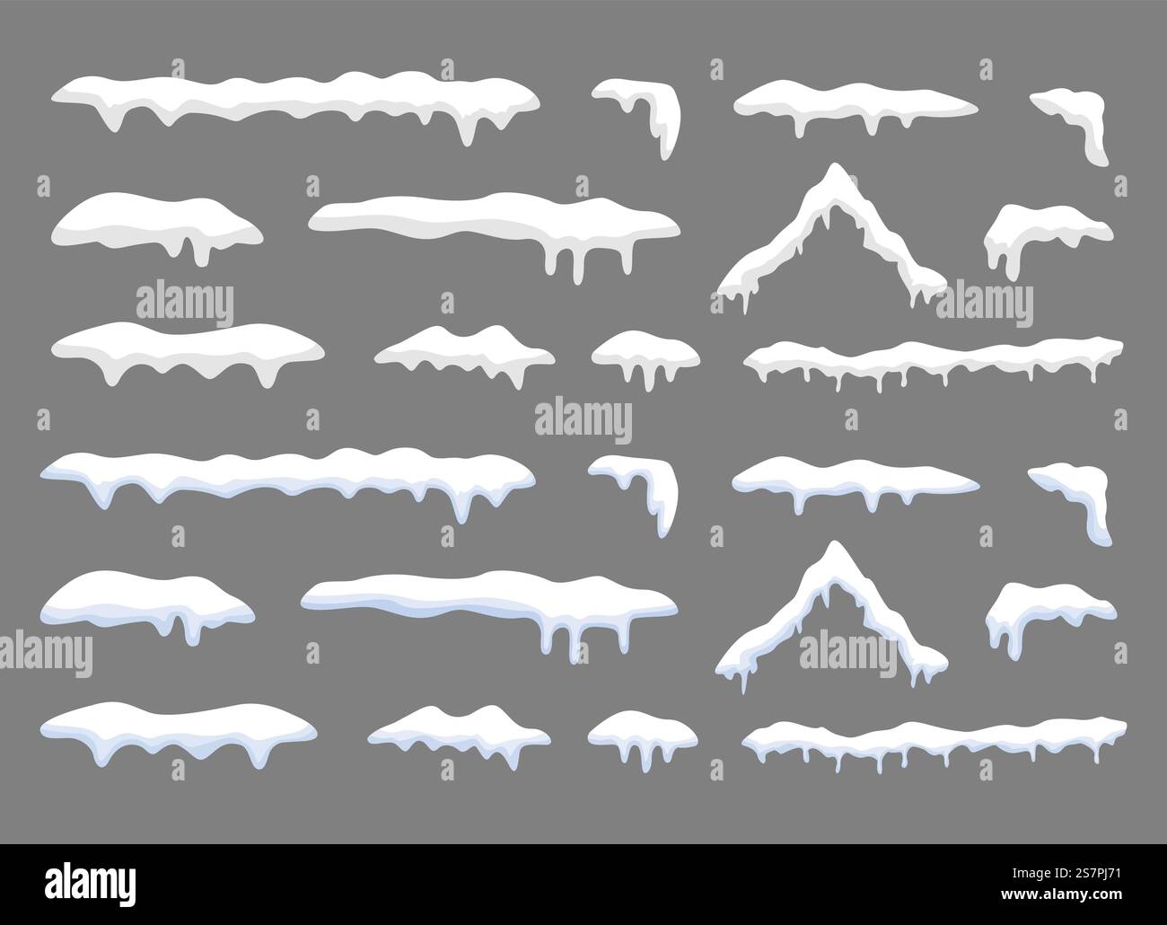 Snow caps, snowballs and snowdrifts set template Stock Vector Image ...