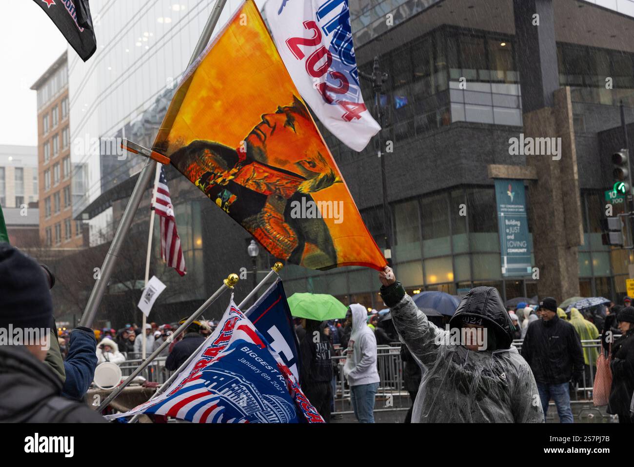Supporters of Donald Trump gather at the Capital One Arena in the heavy ...