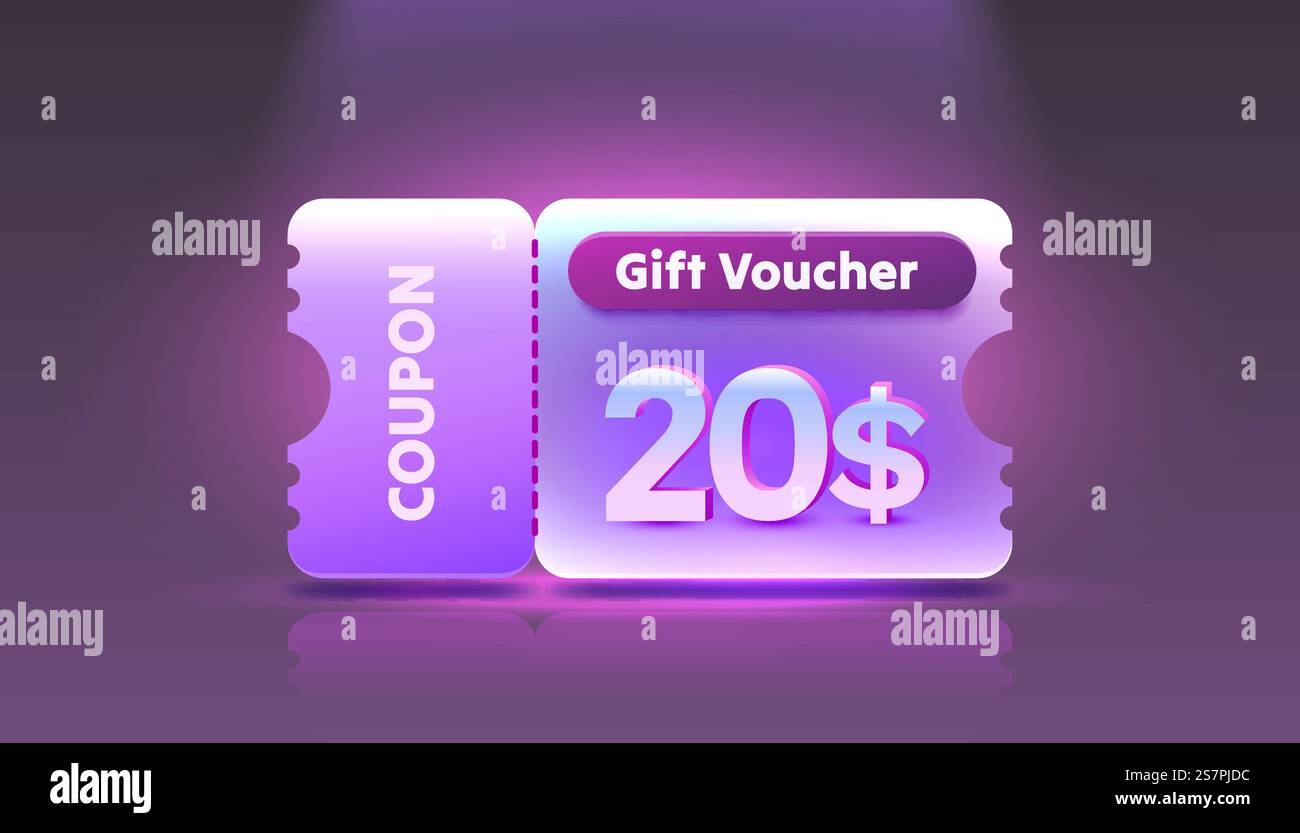 Coupon special voucher 20 dollar, Check banner special offer. Vector ...