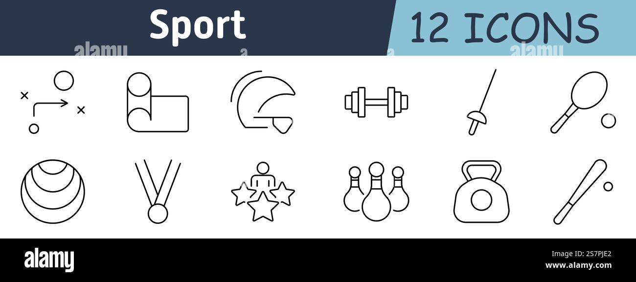 Sport set icon. Strategy plans, team players, helmet, dumbbell, fencing ...
