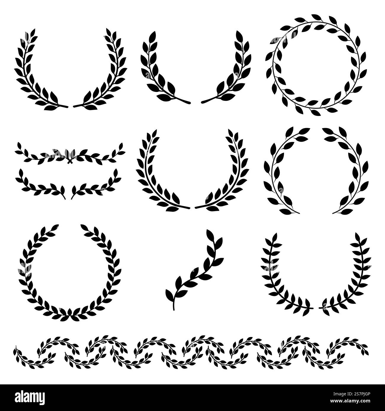 Laurel wreath icon wheat Black and White Stock Photos & Images - Alamy