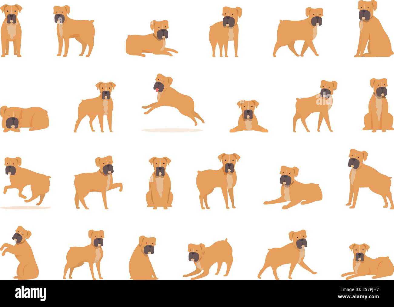 Boxer dog icons set cartoon vector. Animal face. Puppy pet. Boxer dog ...