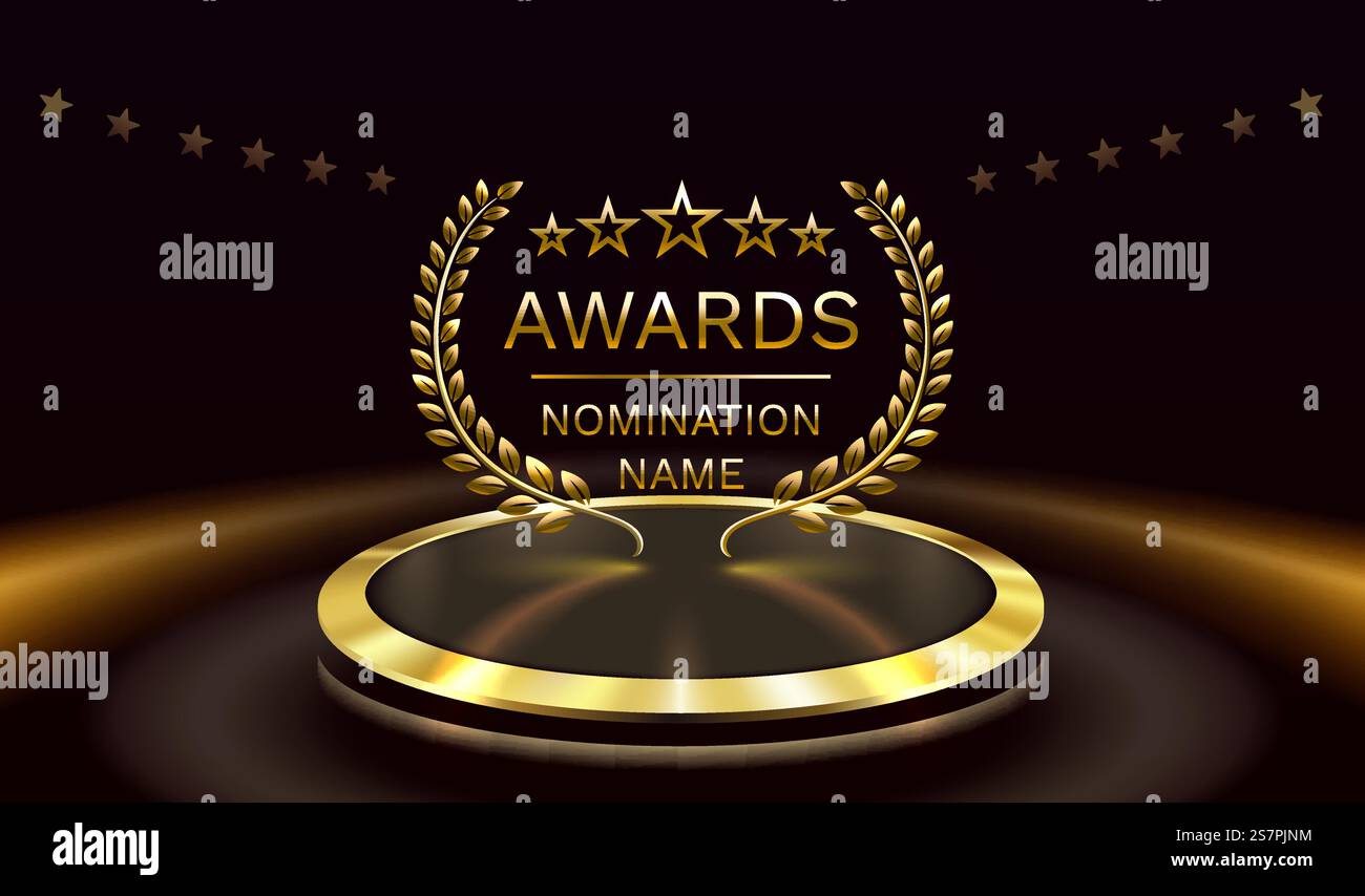 Awards nomination name podium, golden prize event, scene star ceremony ...