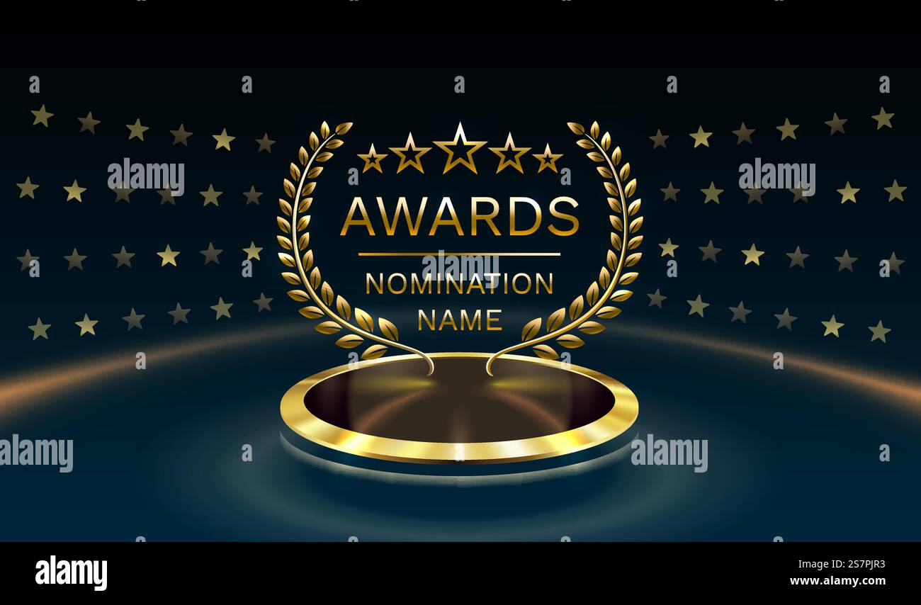 Awards nomination name podium, golden prize event, scene star ceremony ...