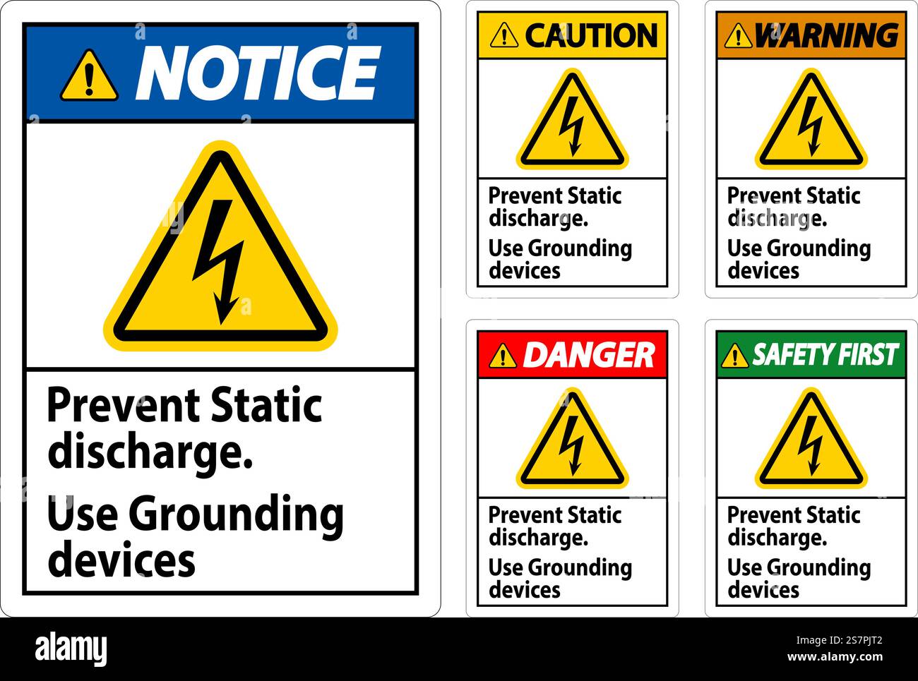 Caution Sign Prevent Static Discharge, Use Grounding Devices Stock ...