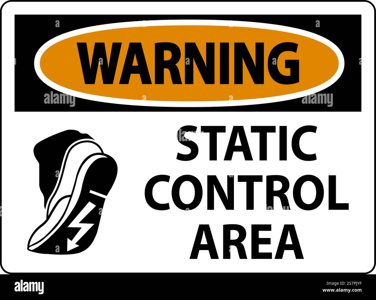 Warning Sign Static Control Area Stock Vector Image & Art - Alamy